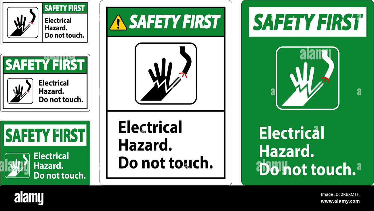 Safety First Sign Electrical Hazard. Do Not Touch Stock Vector Image ...