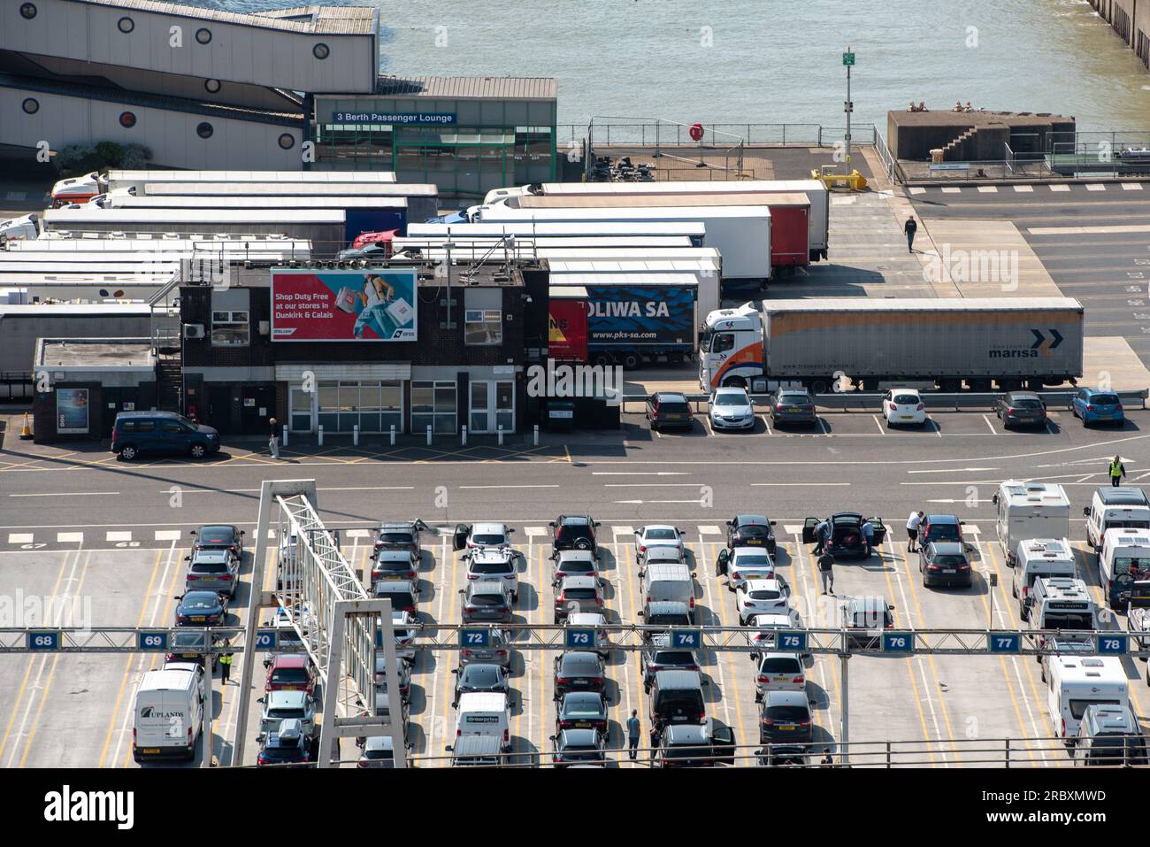 Vehicles on port of Dover ready to embark on ferry to Europe Stock ...
