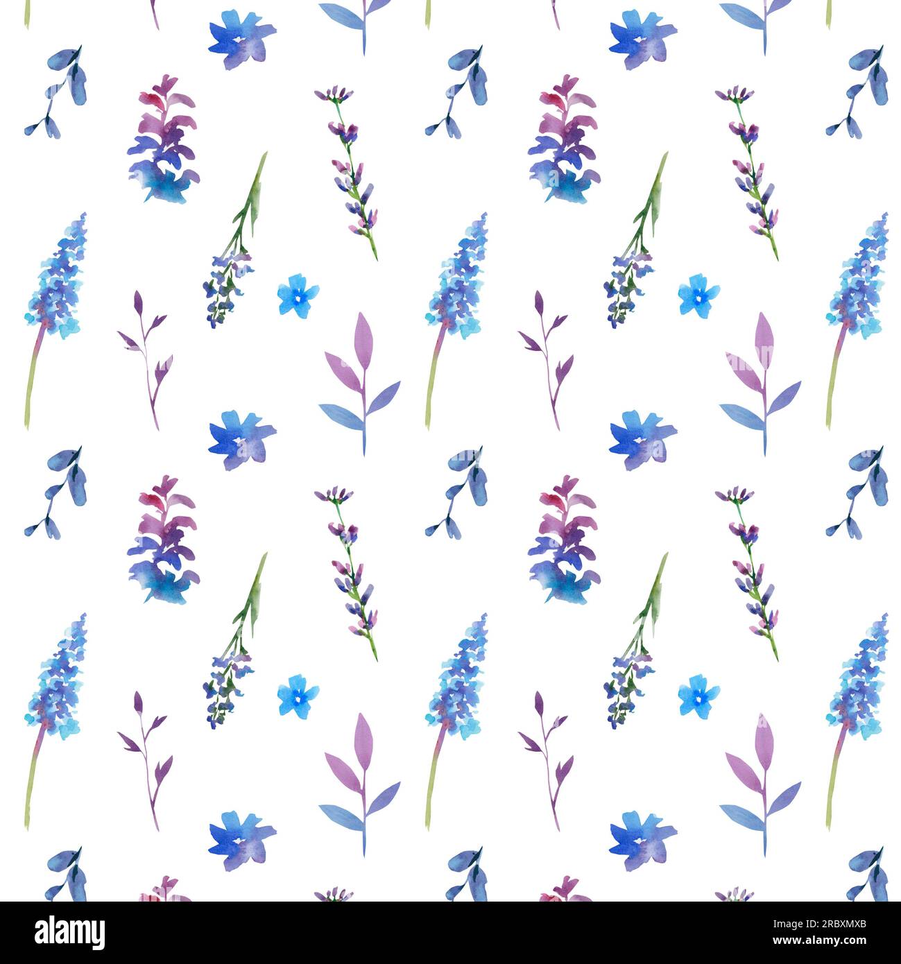 Watercolor flowers on an isolated background. Seamless pattern. Collage ...