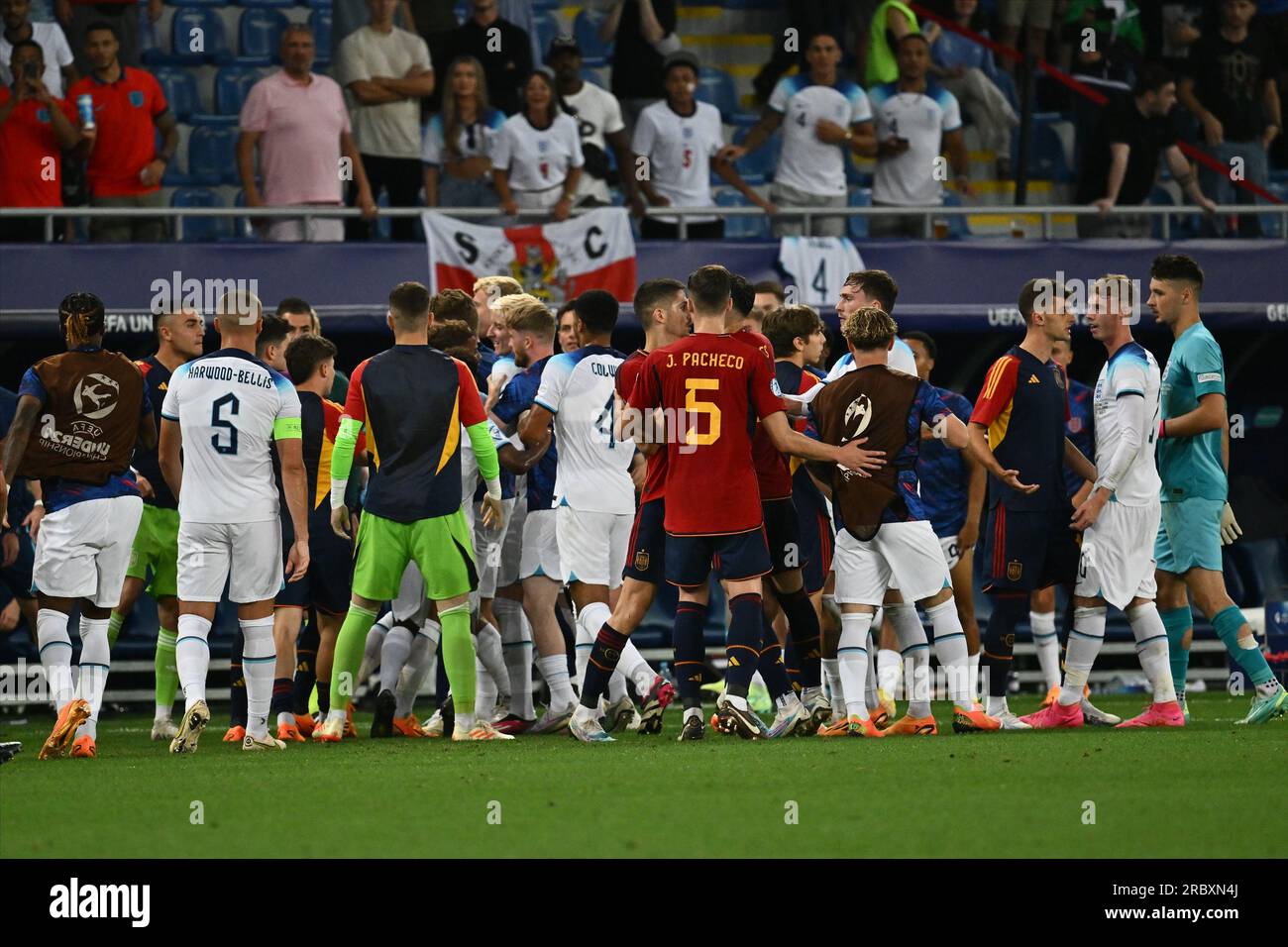 BATUMI, GEORGIA - JULY 8: Players scuffle during the UEFA Under-21 Euro 2023 final match between ...