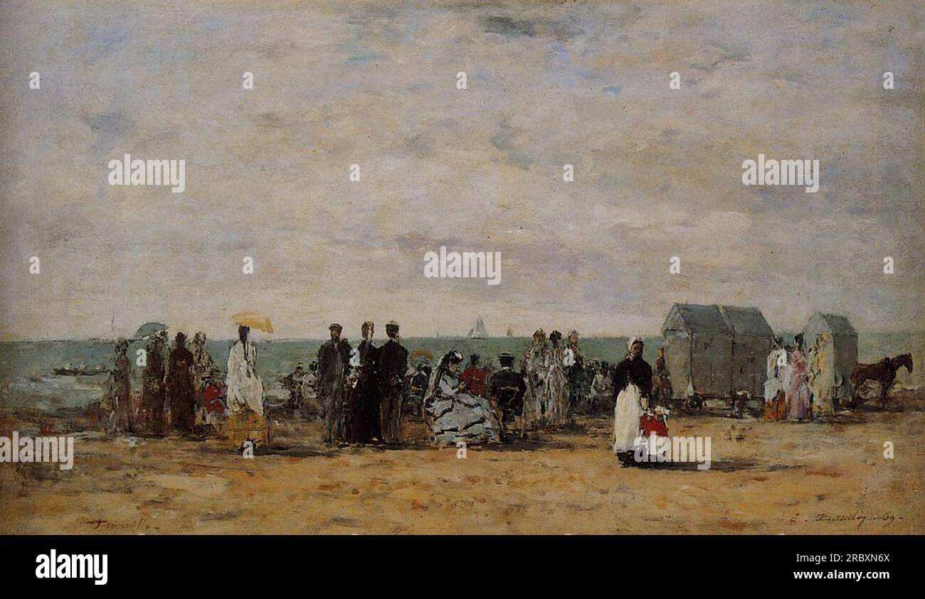 Beach scene by Eugene Boudin Stock Photo - Alamy