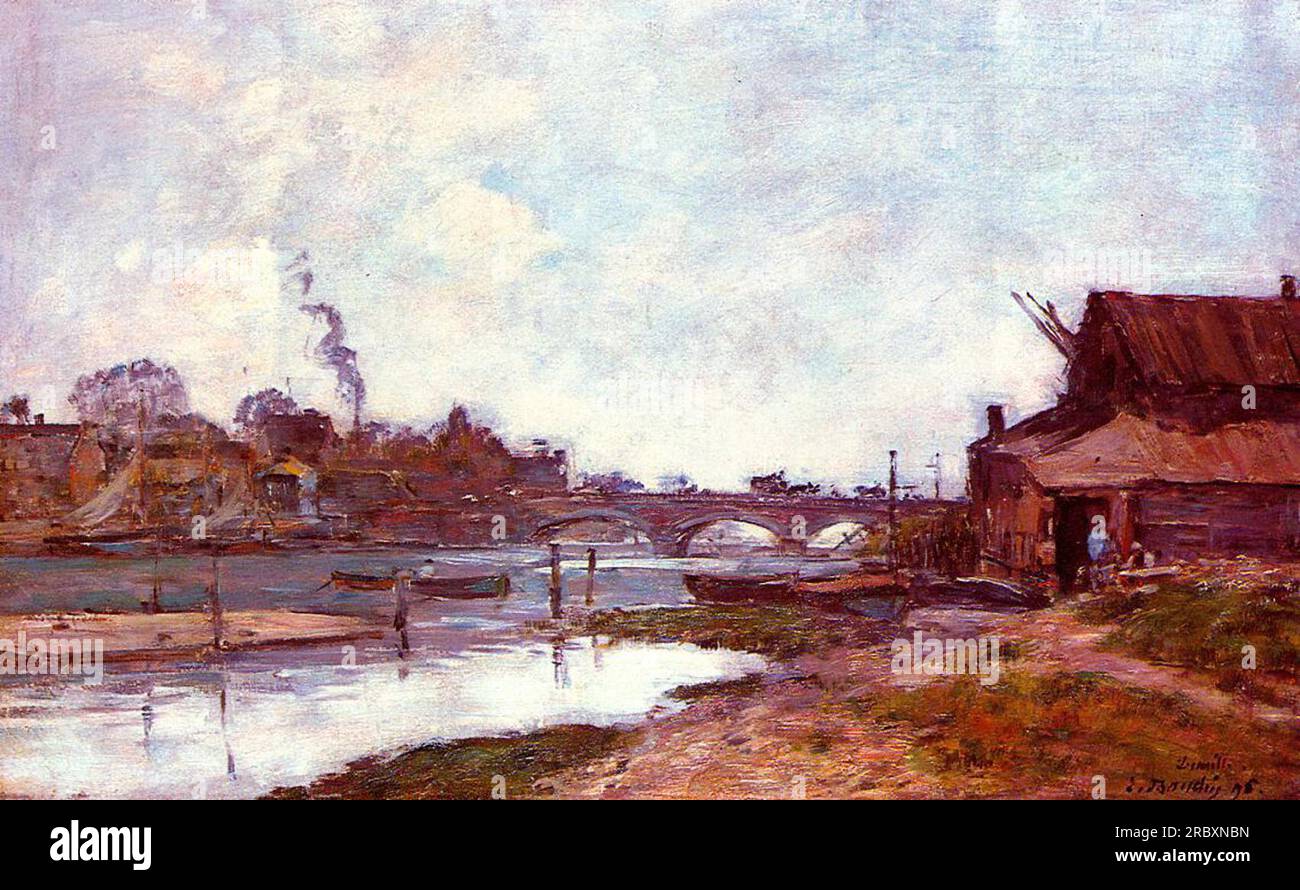 Bridge on the River Touques at Deauville by Eugene Boudin Stock Photo ...