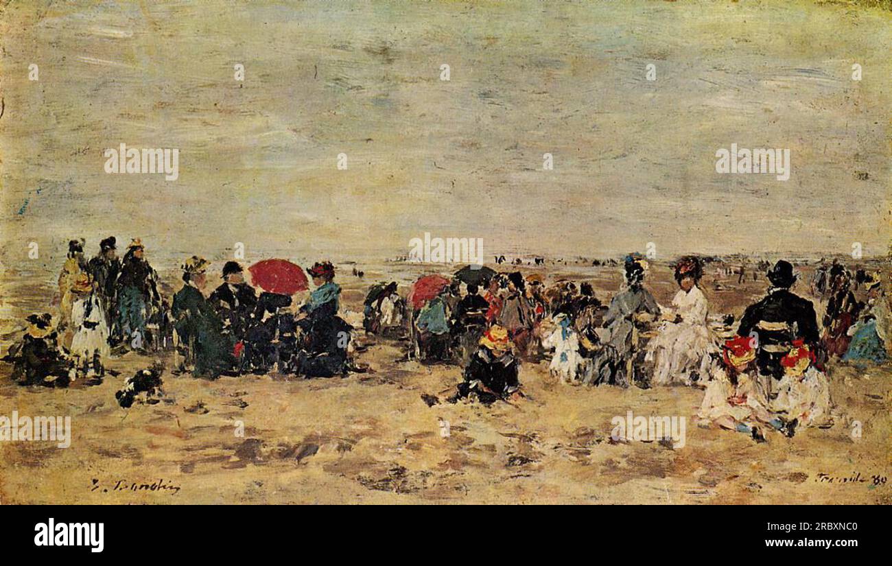 Beach scene by Eugene Boudin Stock Photo - Alamy