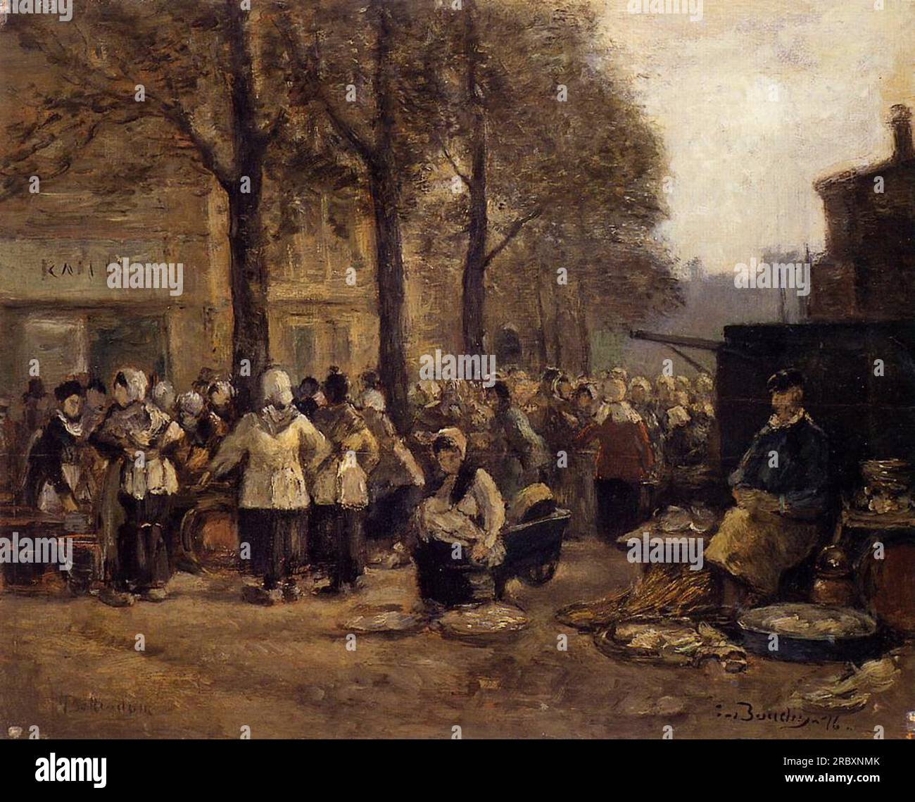 The Fish Market, Rotterdam 1876; France by Eugene Boudin Stock Photo ...