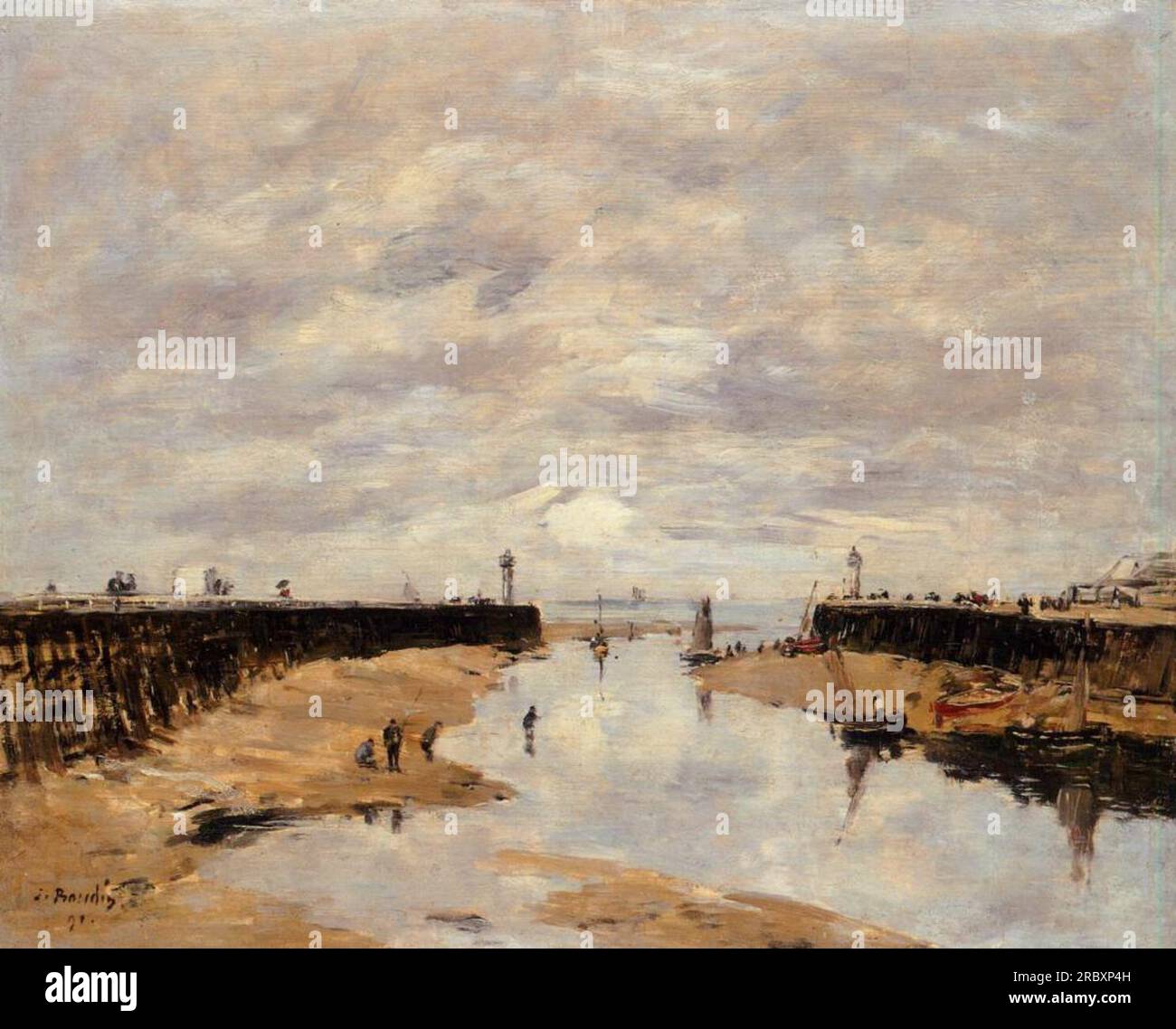 The Jetties, Low Tide, Trouville 1891; France by Eugene Boudin Stock ...