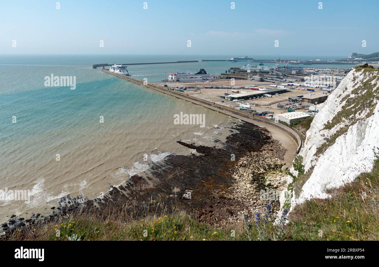 Dover port harbour from white cliffs Stock Photo - Alamy