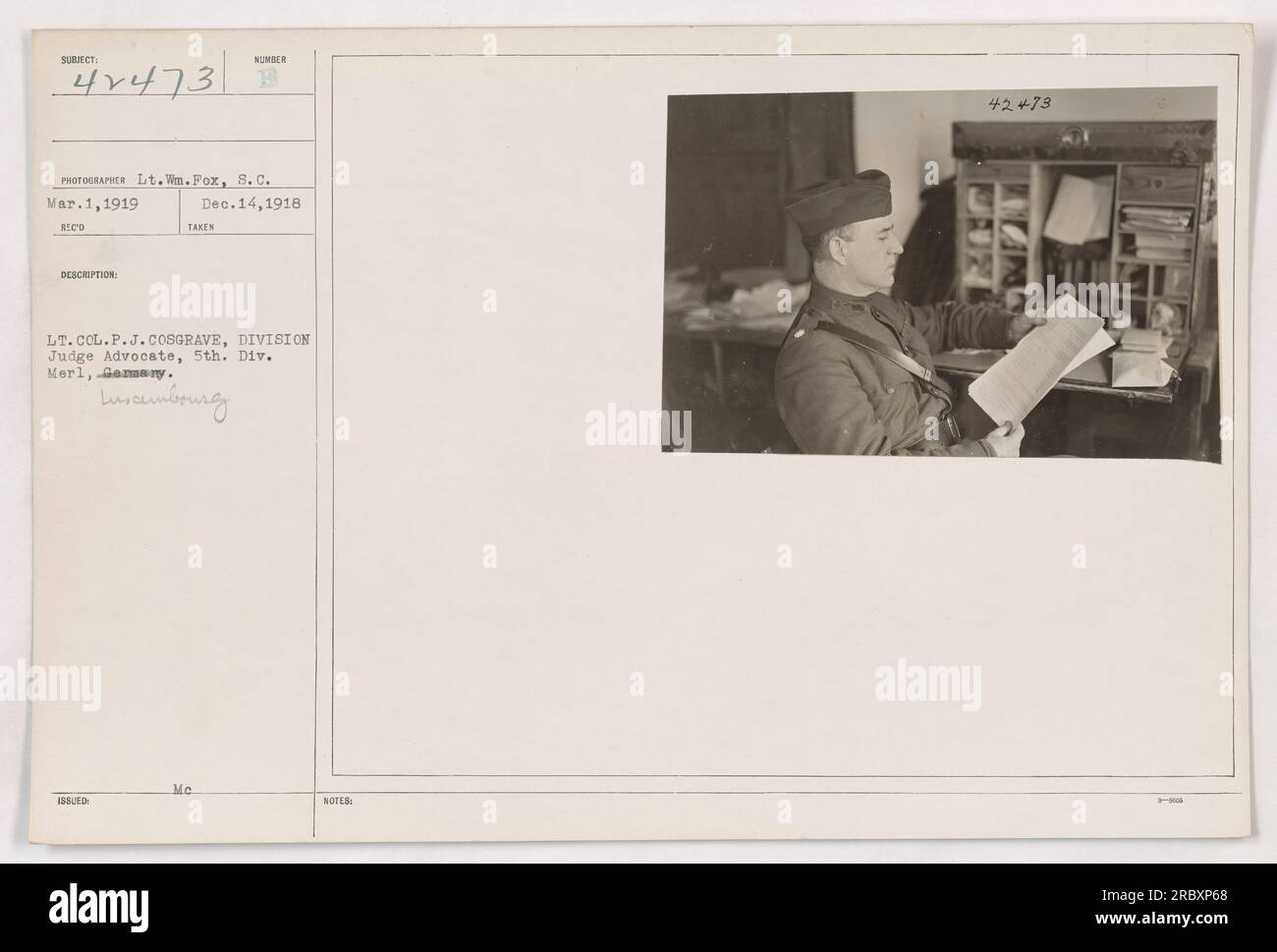 Lt. Col. P.J. Cosgrave, the Division Judge Advocate for the 5th ...