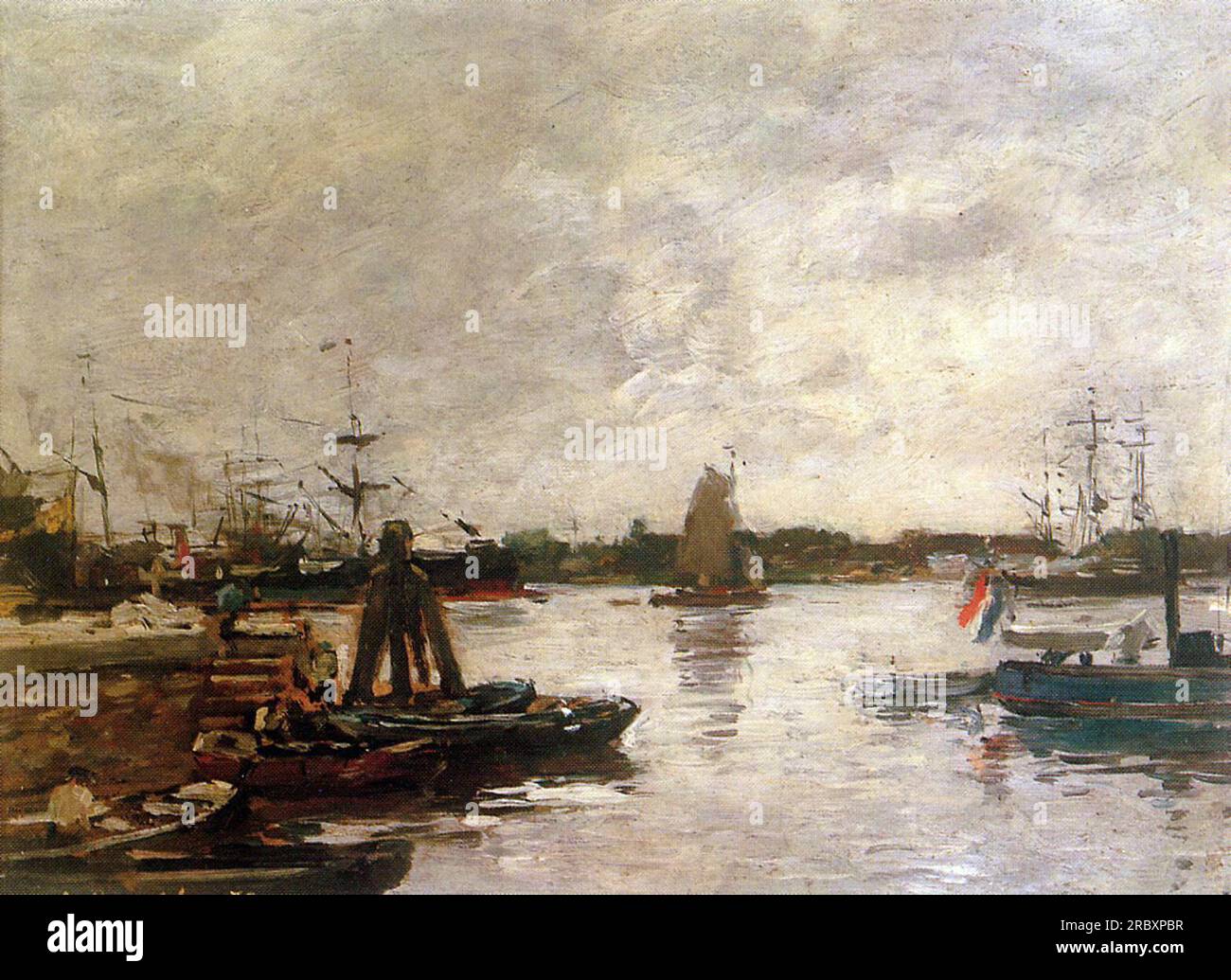 The Spanish quay in Rotterdam Sun 1879; France by Eugene Boudin Stock ...