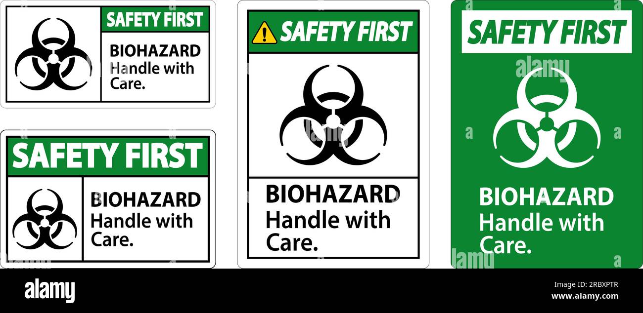 Biohazard Safety First Label Biohazard, Handle With Care Stock Vector ...
