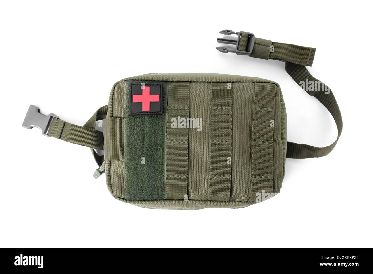Military first aid kit isolated on white, top view Stock Photo - Alamy