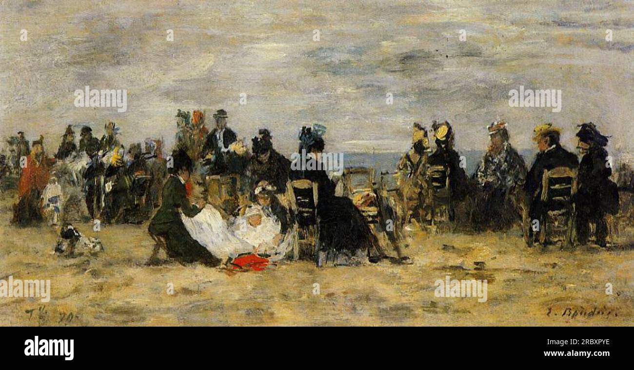 Beach Scene at Trouville by Eugene Boudin Stock Photo - Alamy