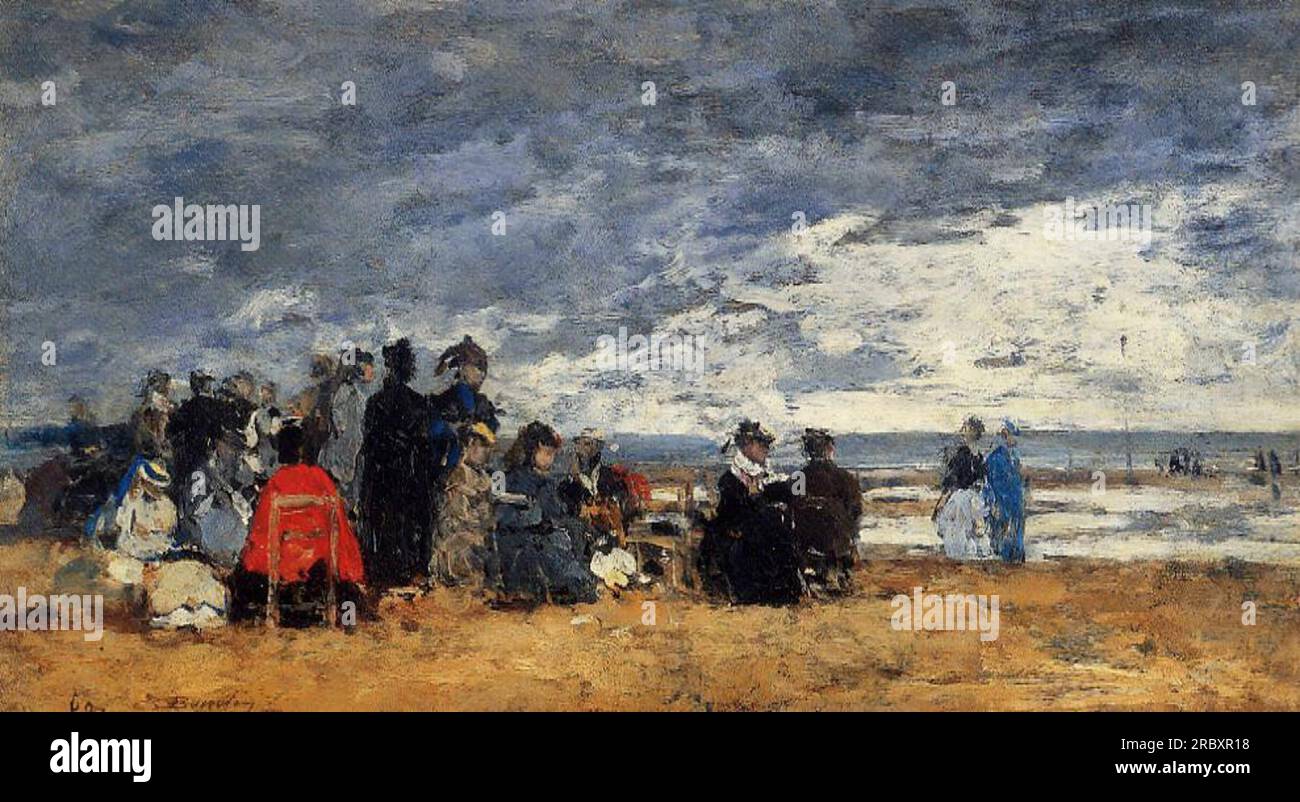 Beach Scene by Eugene Boudin Stock Photo - Alamy