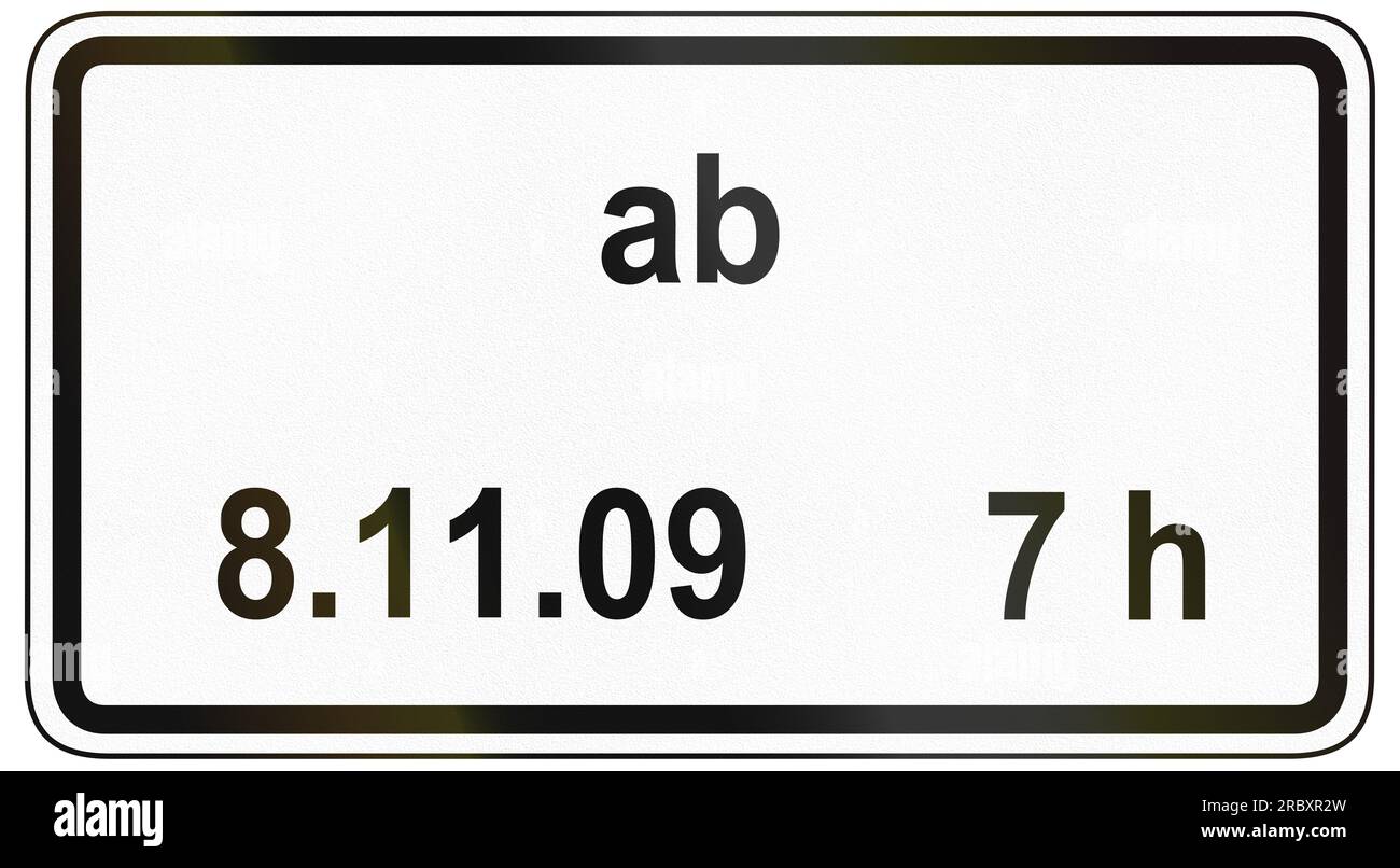 German traffic sign additional panel to specify the meaning of other ...