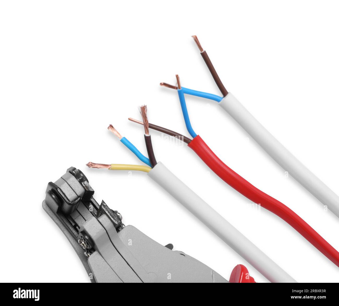 Cutters and stripped wires isolated on white, above view Stock Photo ...