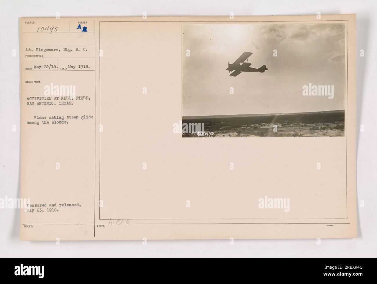 Aircraft at Kelly Field in San Antonio, Texas, make a steep glide ...