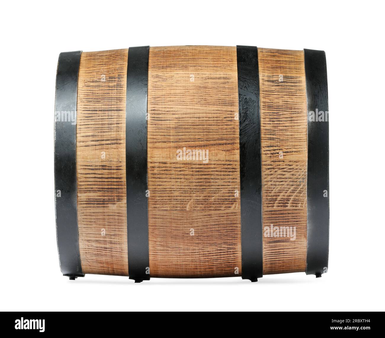 One traditional wooden barrel isolated on white Stock Photo - Alamy