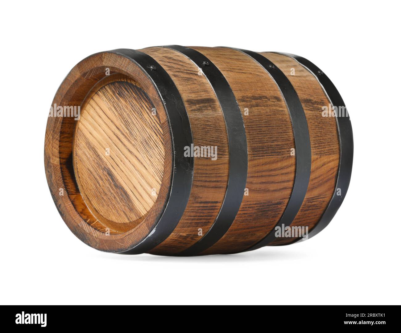 One traditional wooden barrel isolated on white Stock Photo - Alamy