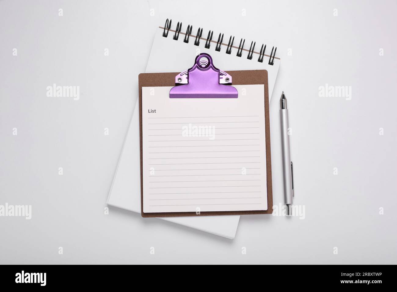 To do notes, notebook and pen on white background, top view. Planning ...