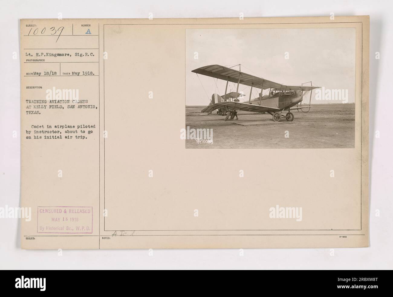 Training aviation cadets at Kelly Field, San Antonio, Texas. A cadet is ...