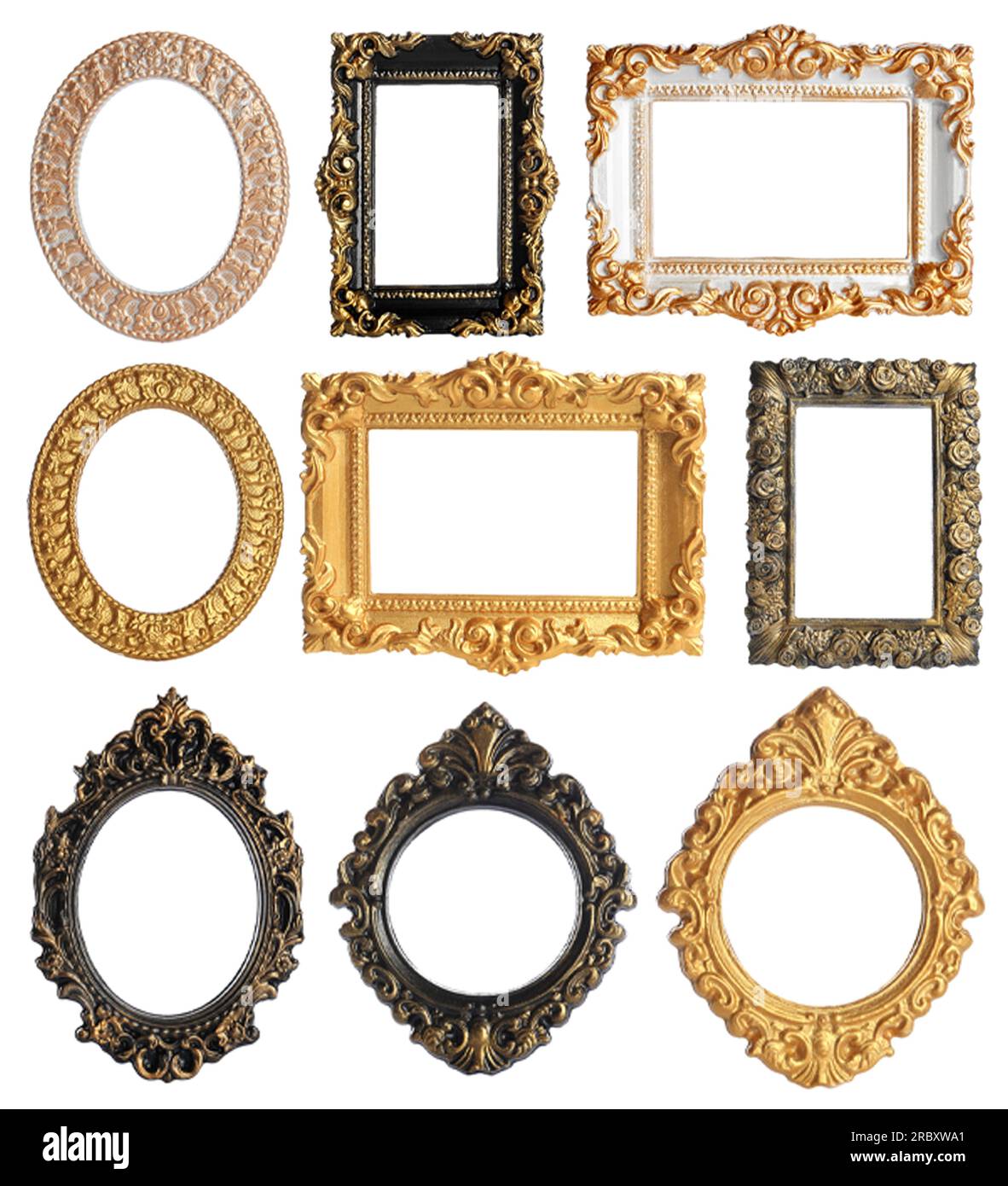Set of different old fashioned frames on white background Stock Photo ...