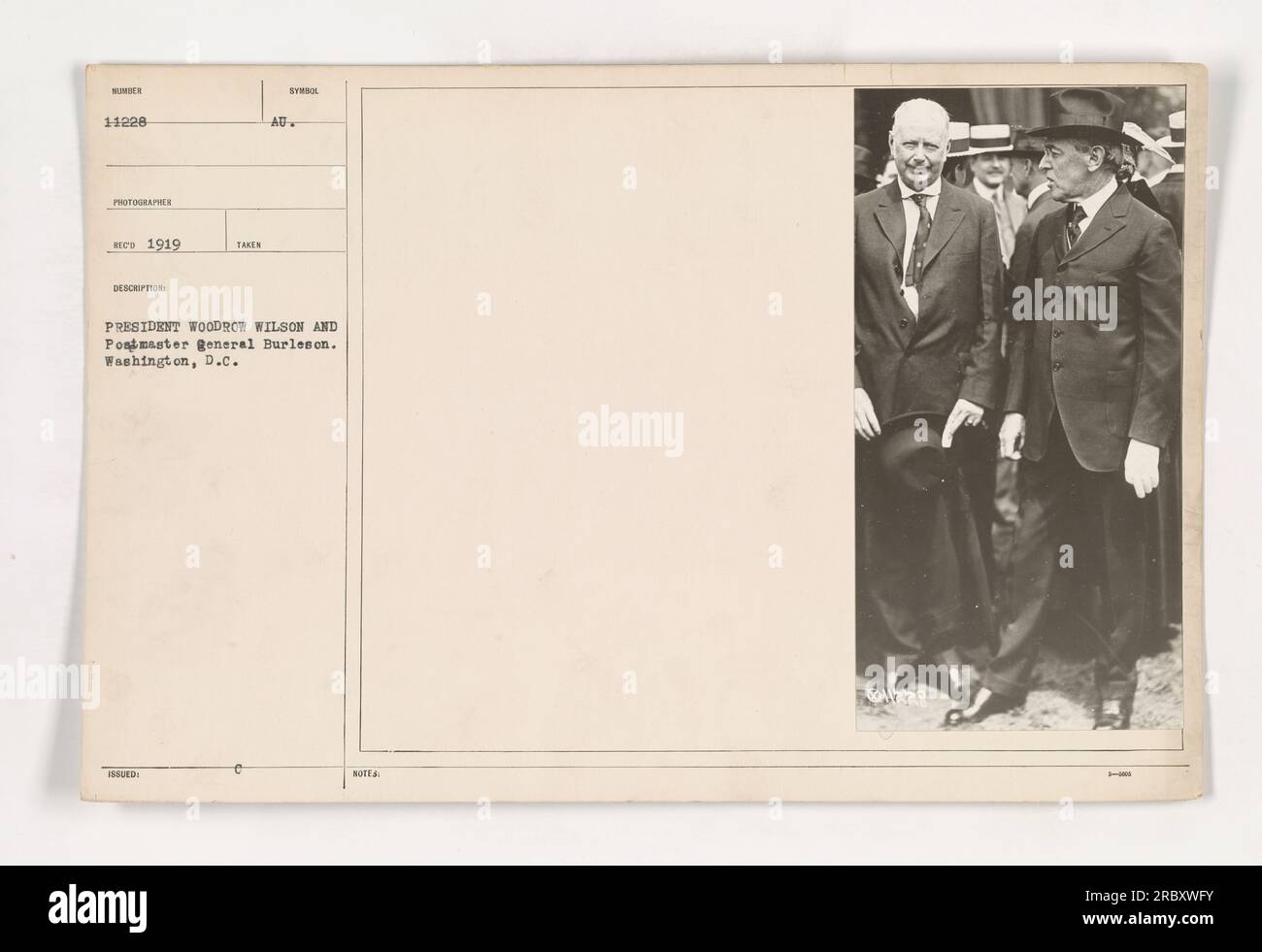 President Woodrow Wilson and Postmaster General Burleson discussing ...