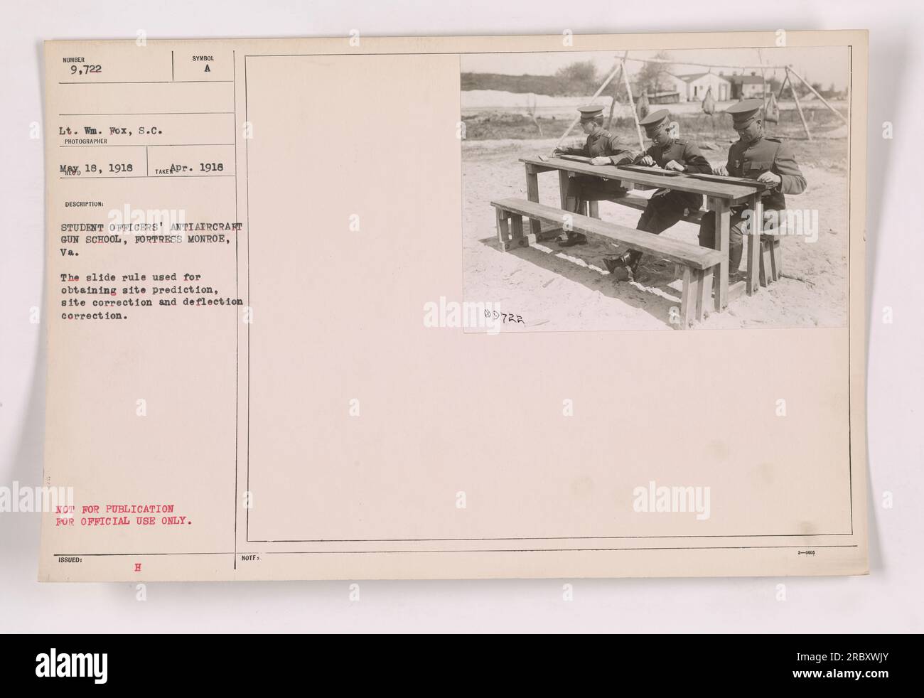 Student officers at the antiaircraft gun school at Fortress Monroe ...