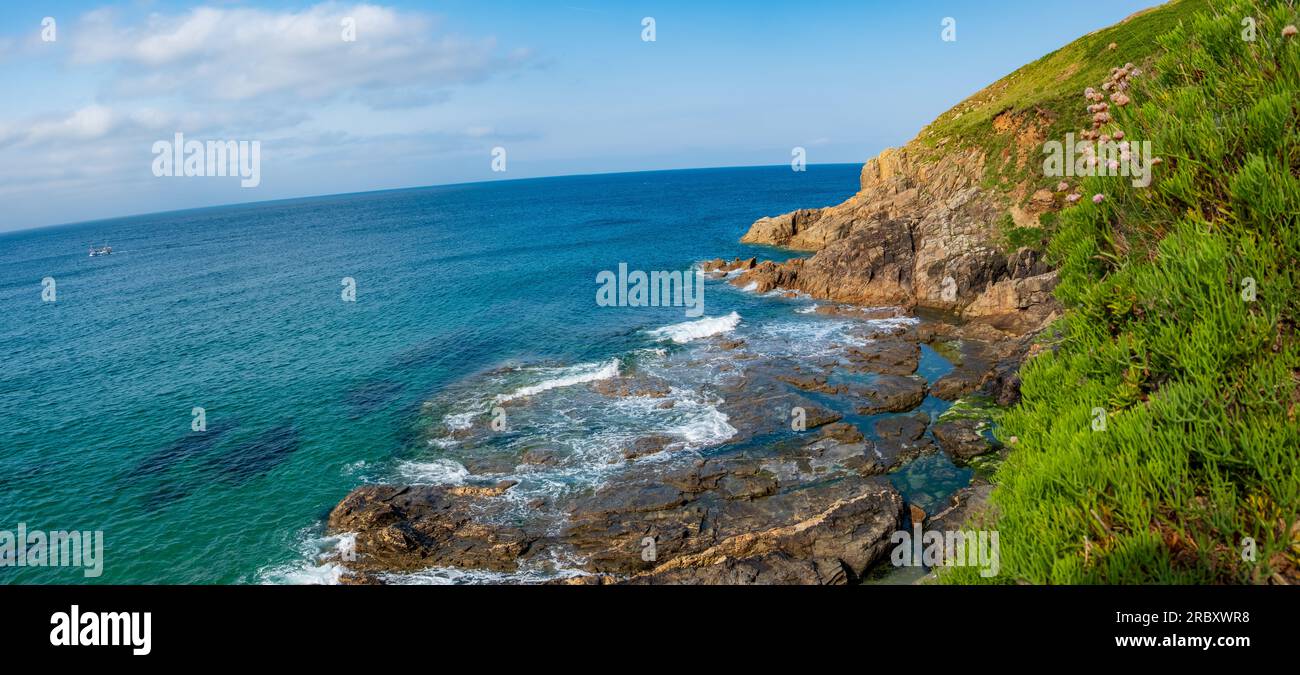 Widescreen photo of Cornwall rinsey cove endless atlantic ocean Stock ...