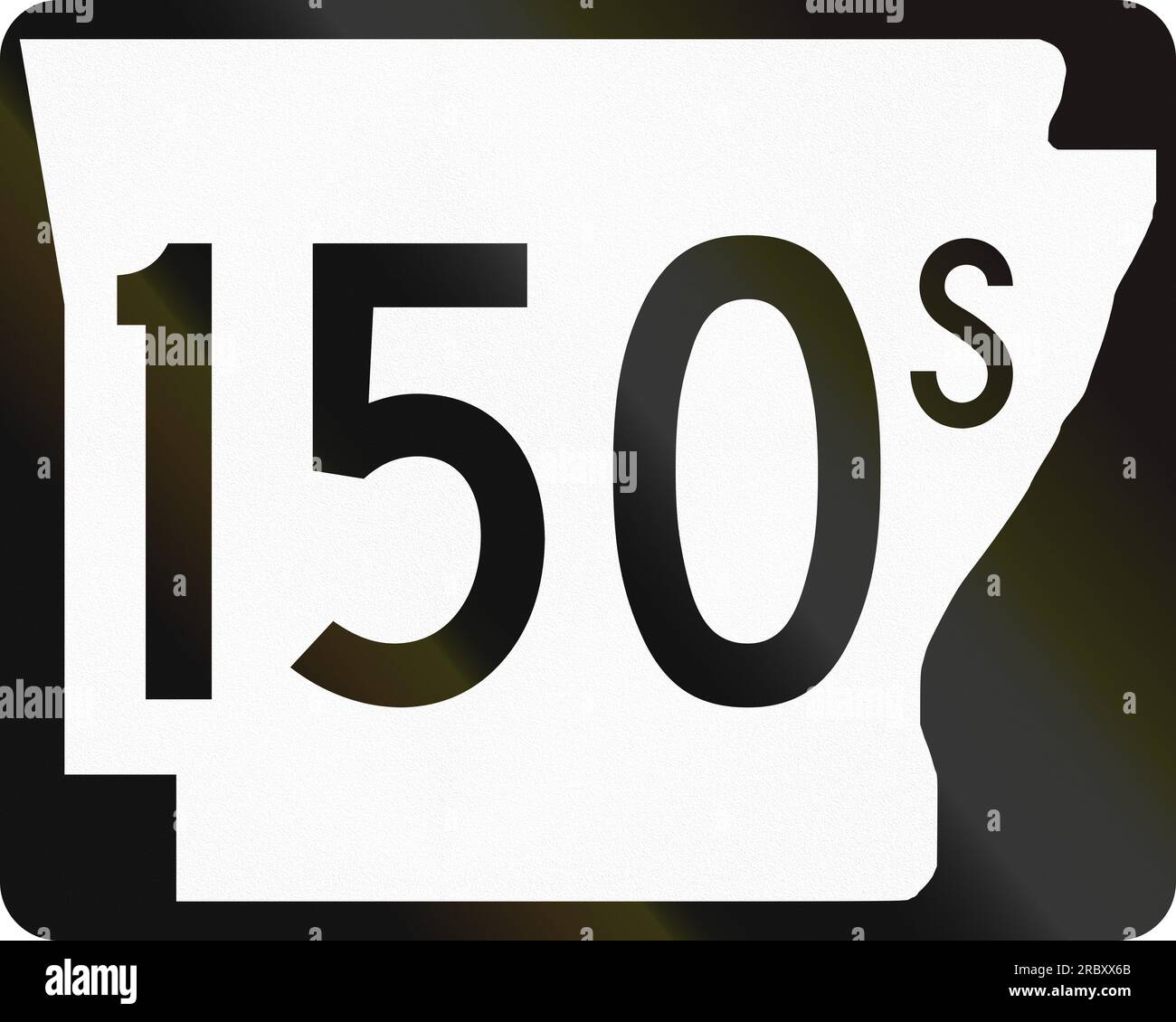 US state highway shield Arkansas. The sign contains a silhouette of the ...