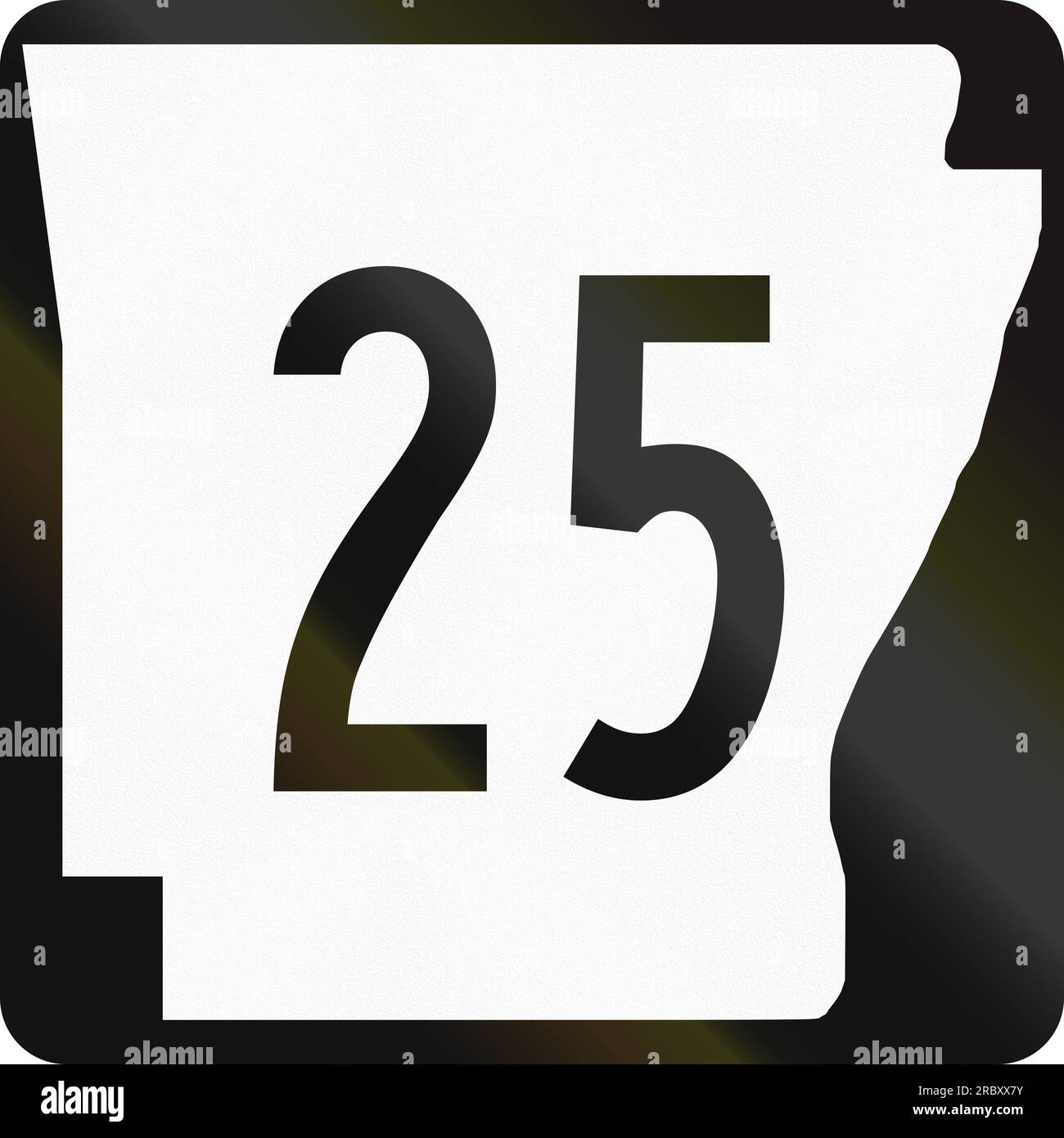 US state highway shield Arkansas. The sign contains a silhouette of the ...