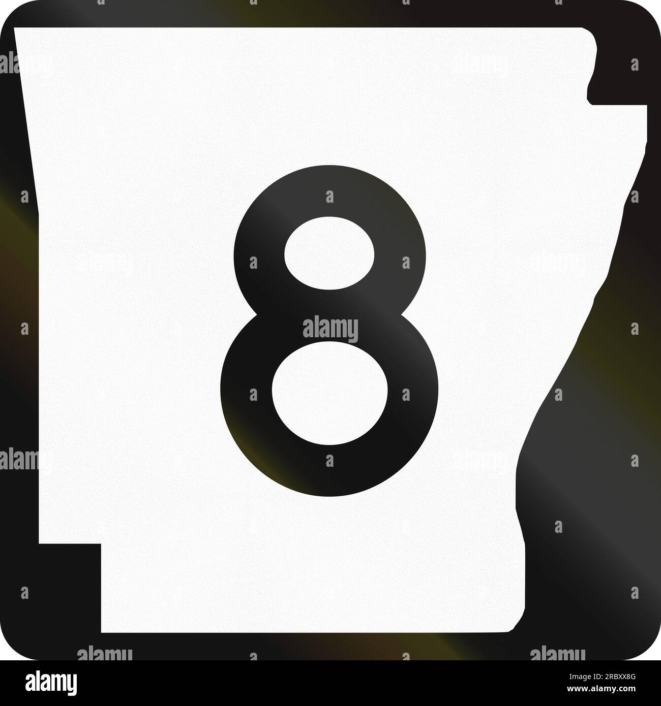 US state highway shield Arkansas. The sign contains a silhouette of the ...