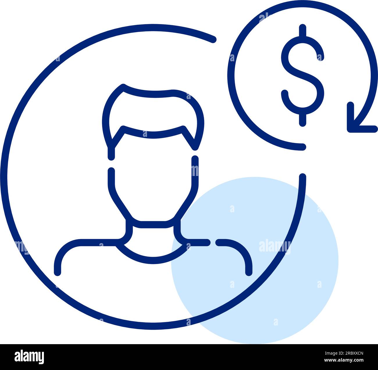 Customer loyalty program member. Male user avatar with cash back symbol ...