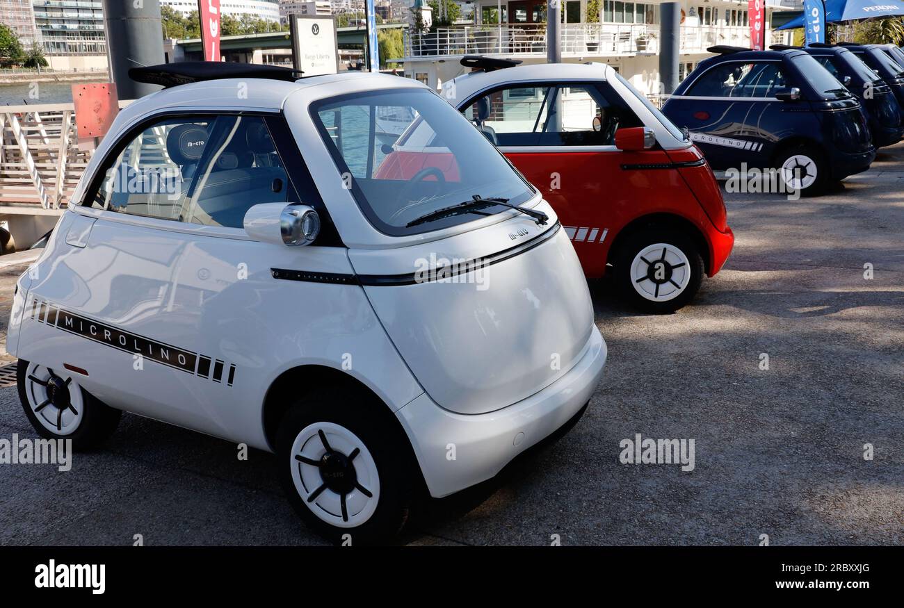 Paris, France. 11th July, 2023. Presentation of the Micro Electric Car ...