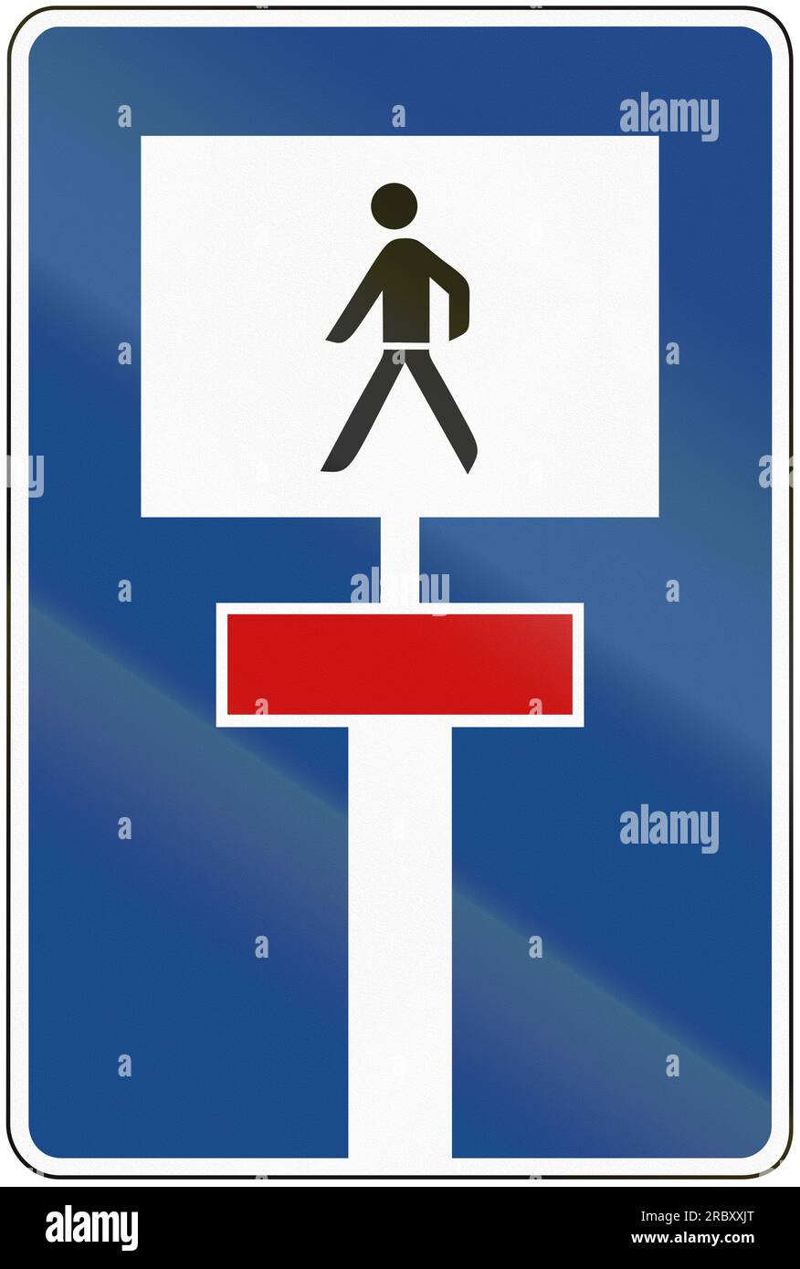 German traffic sign: dead end street continued by a footpath Stock ...