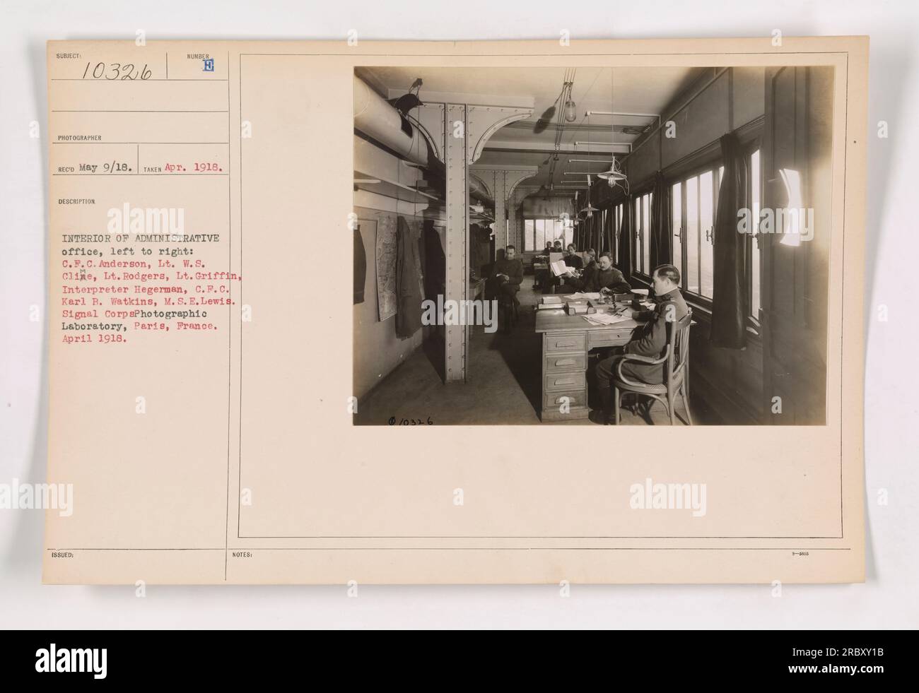 Interior of an administrative office at the Signal Corps Photographic ...
