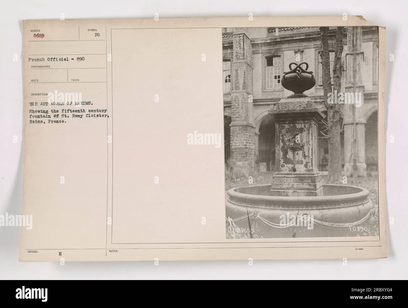 "Fifteenth century fountain of St. Remy Cloister in Reims, France. The ...