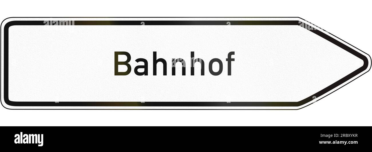 German direction sign to local destinations. Bahnhof means train ...