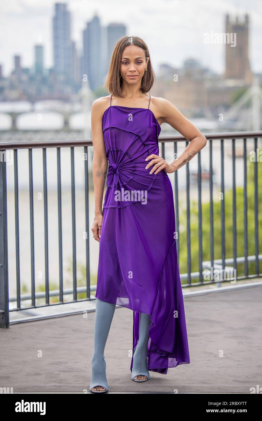 Zoe Saldana poses for photographers during a photo call for the TV ...