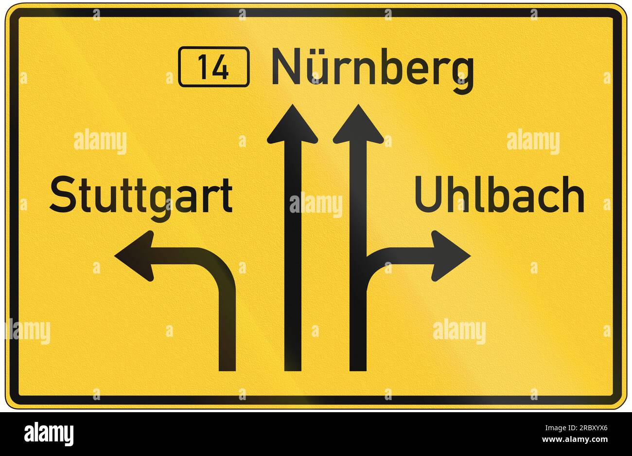German direction sign (announcement) to Stuttgart, Nuremberg, and ...