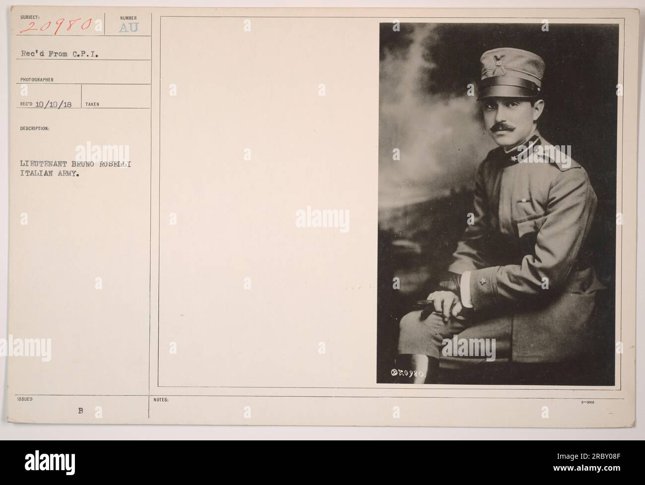 Lieutenant Bruno Roselli of the Italian Army, captured in this ...