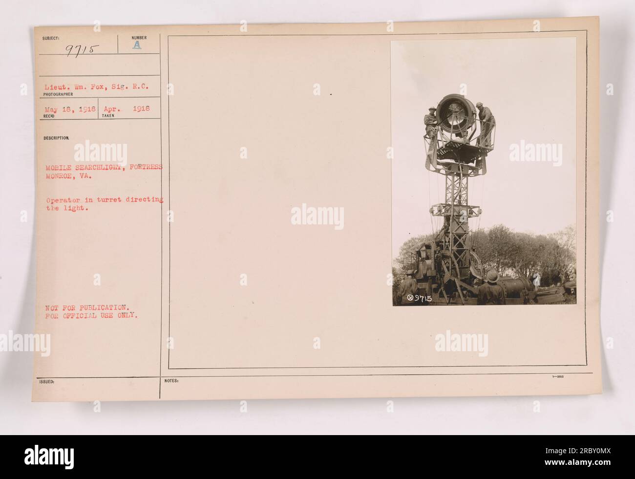 Lieutenant William Fox, serving in the Signal Reserve Corps, operates a ...