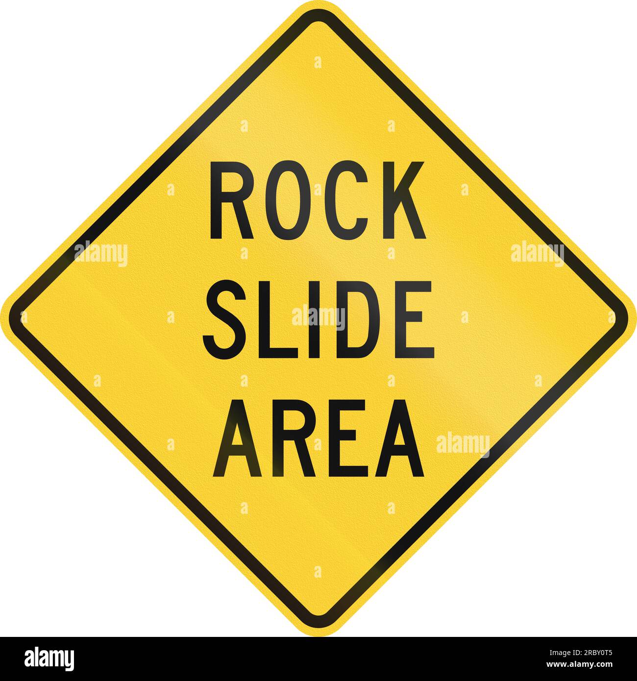 US warning traffic sign: Rock slide area Stock Photo - Alamy