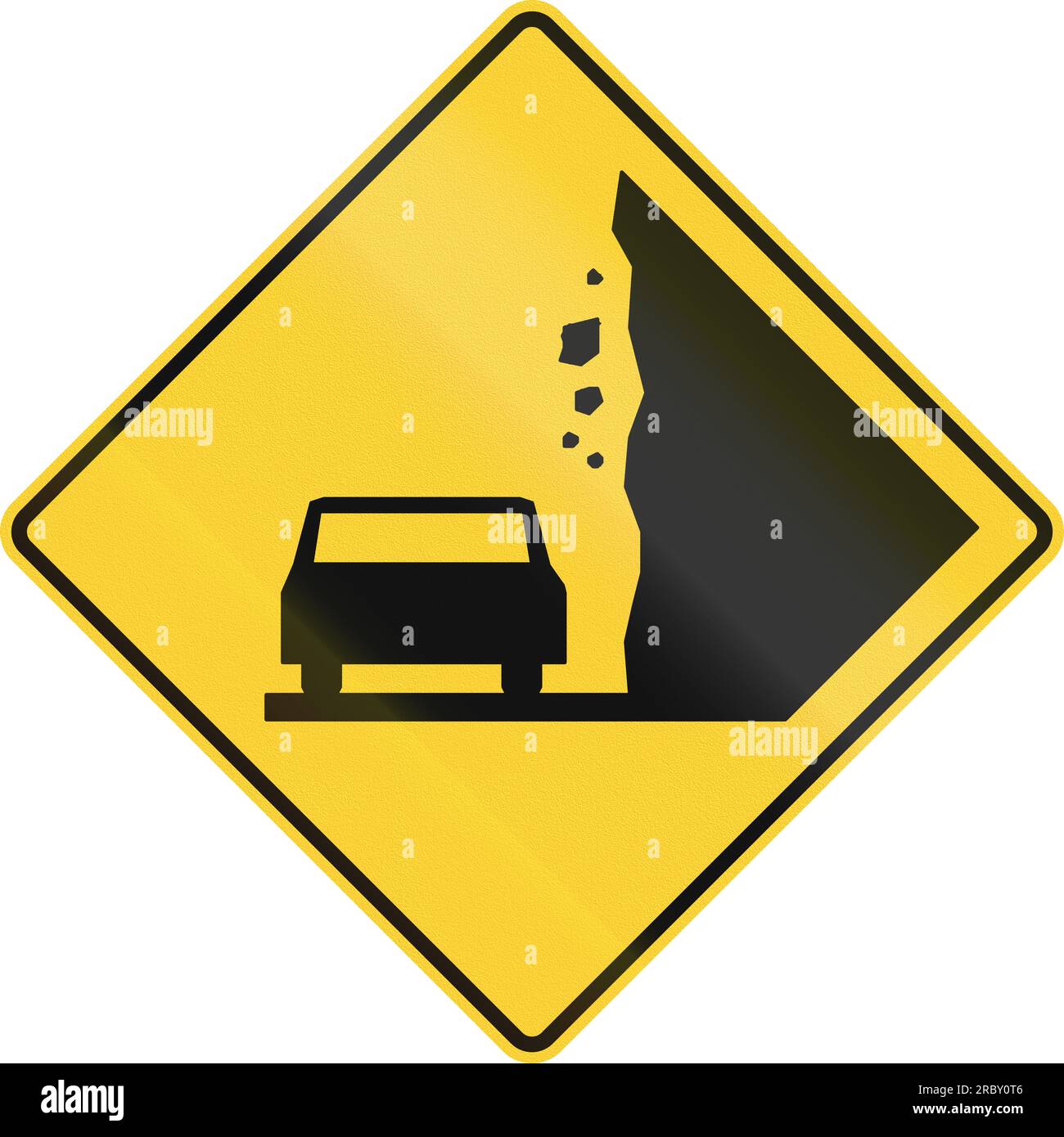 US warning traffic sign: Falling Rocks Stock Photo - Alamy