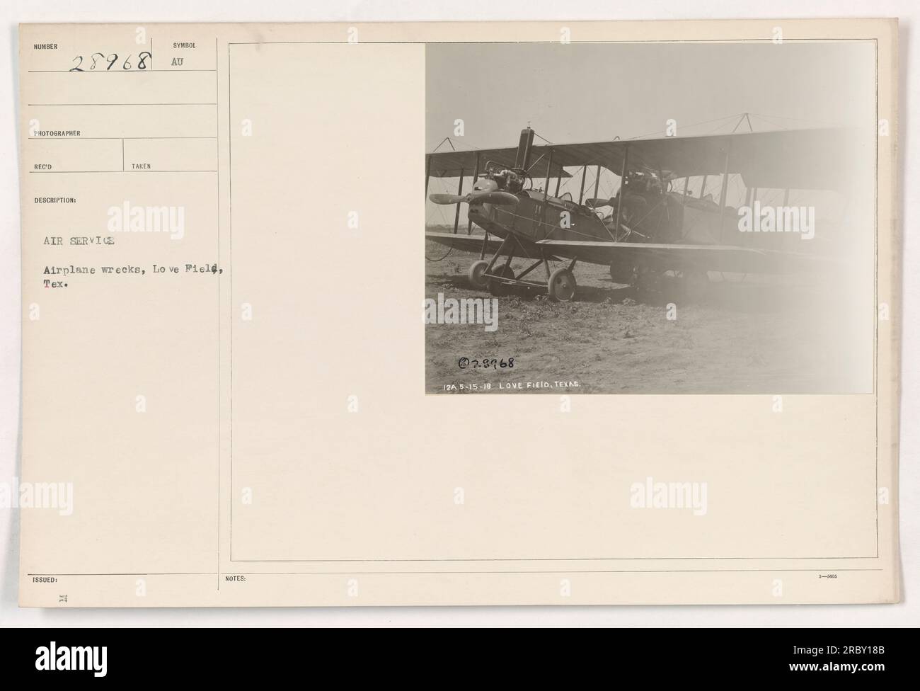 This image shows the aftermath of airplane wrecks at Love Field, Texas ...