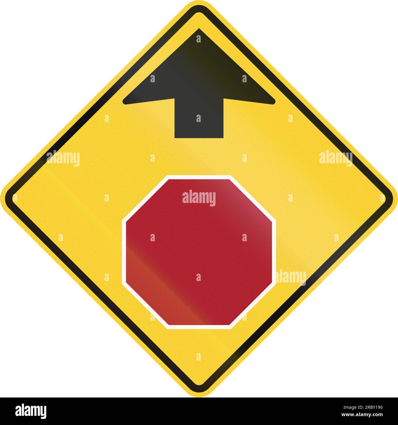 Stop sign ahead usa yellow warning hi-res stock photography and images ...