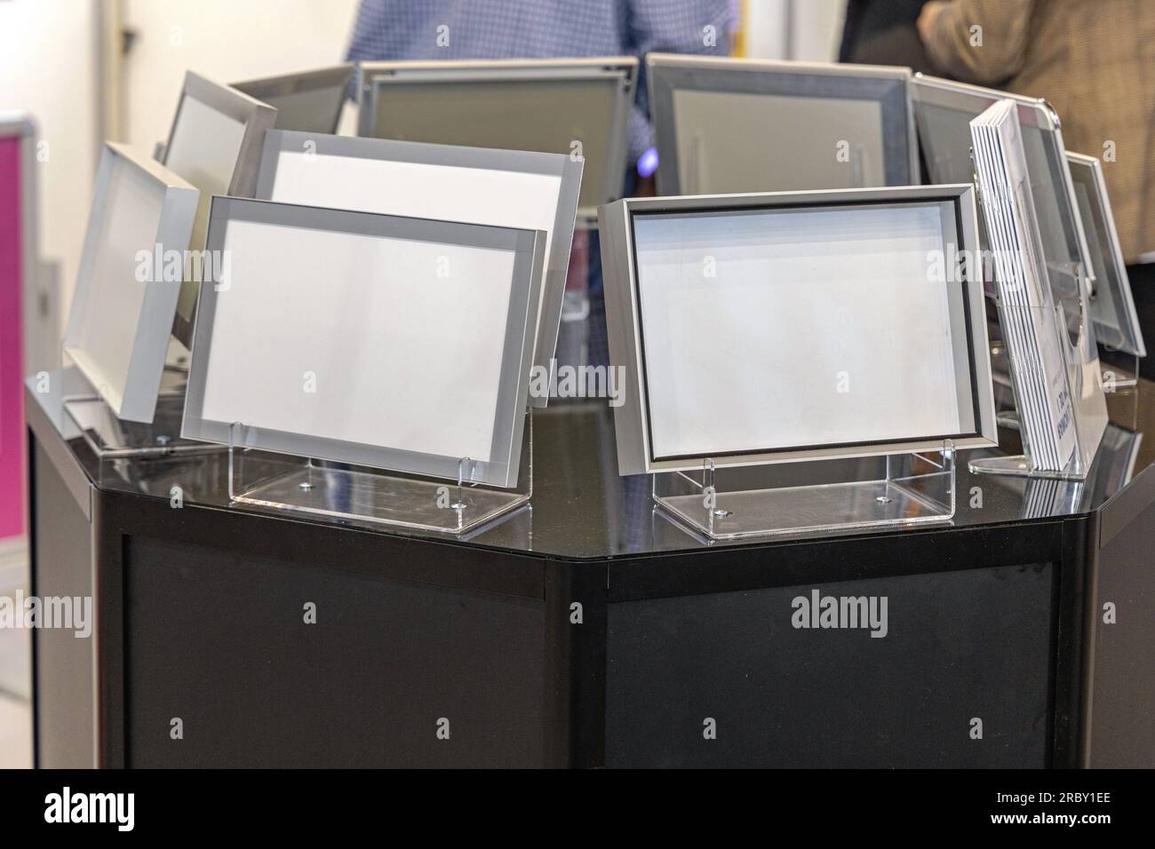 Empty Desktop Information Board Frames Made From Aluminium Copy Space ...