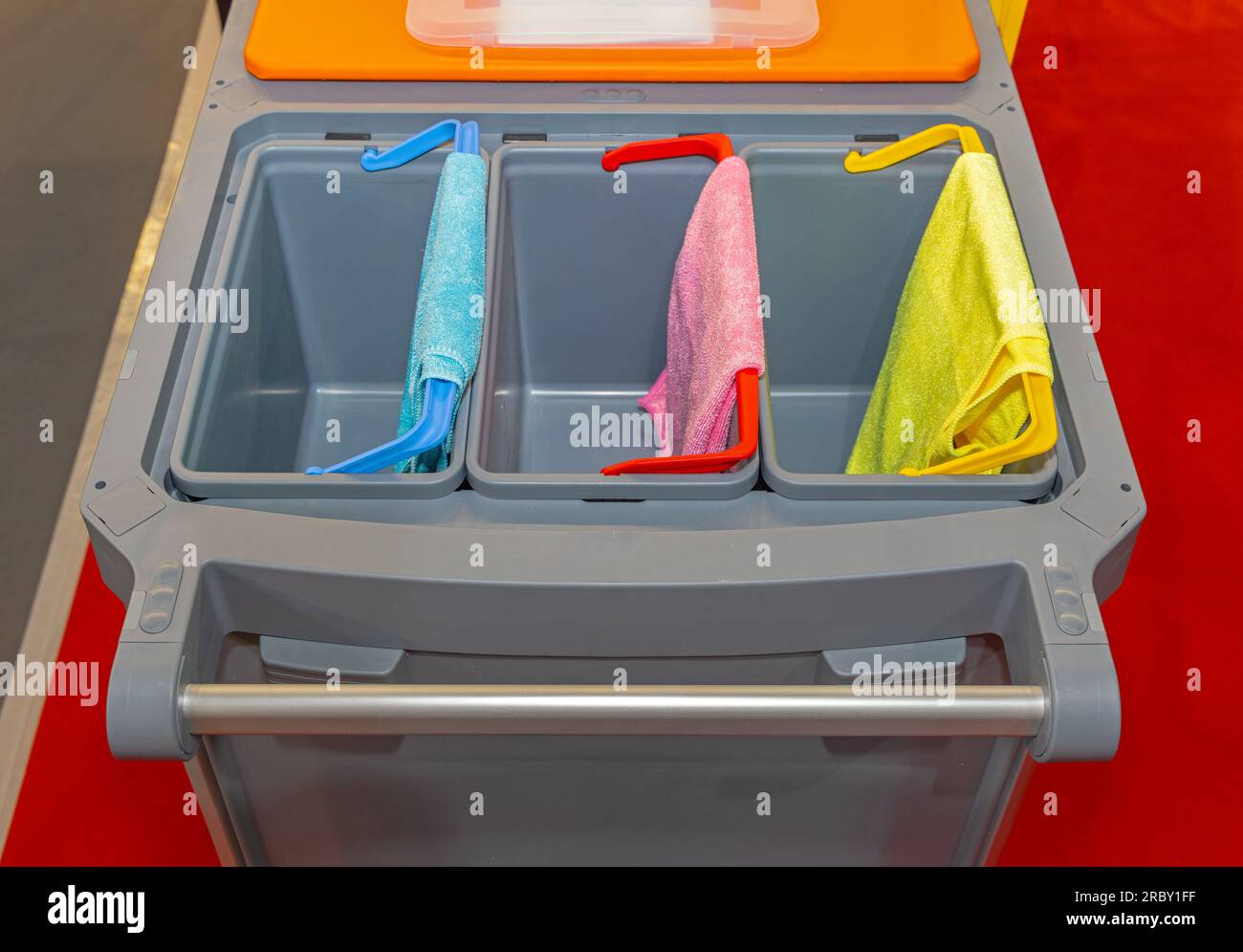 Colour Coded Microfiber Cloth at Janitors Trolley Cart Cleaning ...
