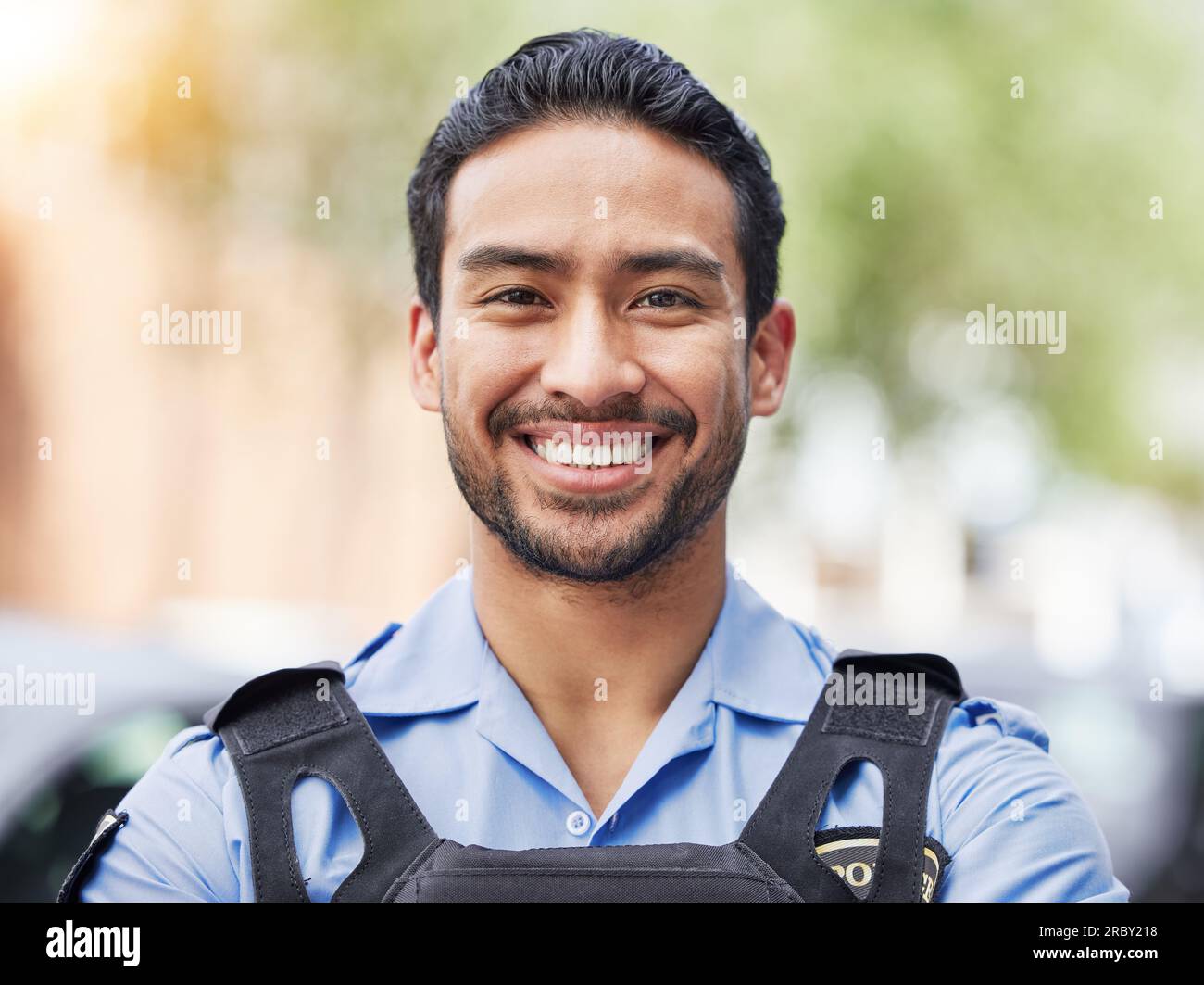 Portrait of man, security guard or smile of safety officer for ...