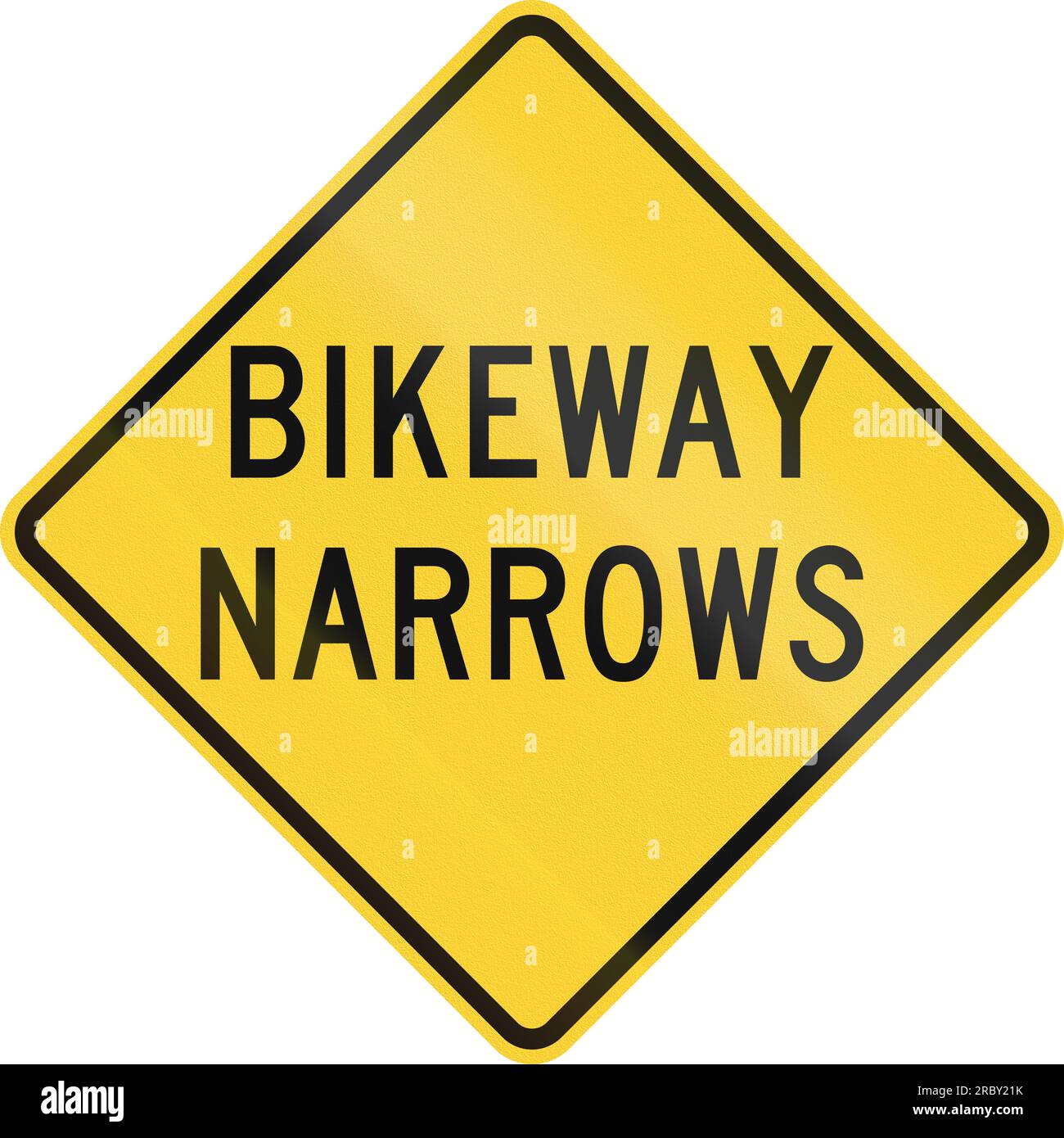 US road warning sign: Bikeway narrows Stock Photo - Alamy