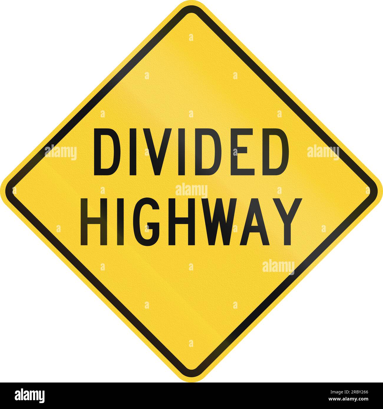 US road warning sign: Divided highway Stock Photo - Alamy