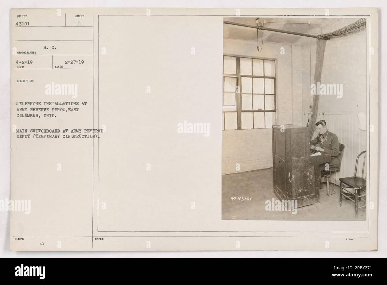 Image shows a temporary main switchboard at the Army Reserve Depot in ...